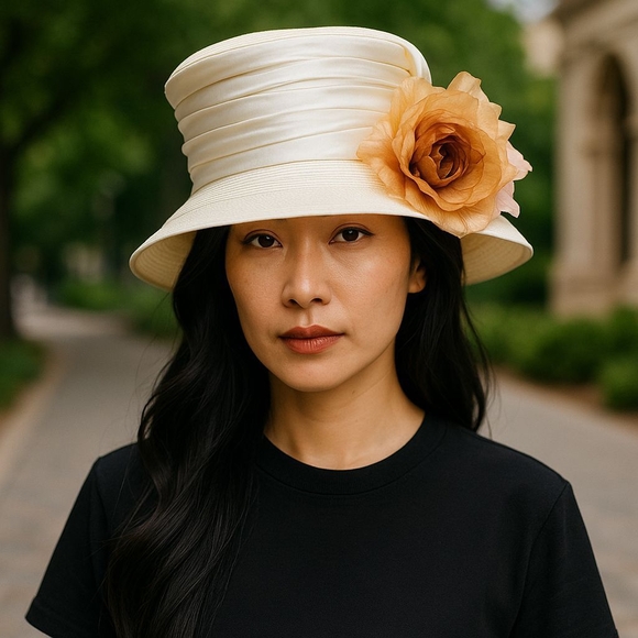 Lord & Taylor | Accessories | Lord Taylor Elegant Cream Hat With Gold ...